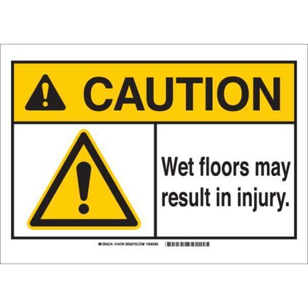 Brady Caution Sign, 10" Height, 14" Width, Plastic, Rectangle, English ...