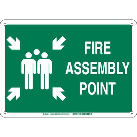 Brady Fire Emergency Sign, 10 in Height, 14 in Width, Aluminum ...