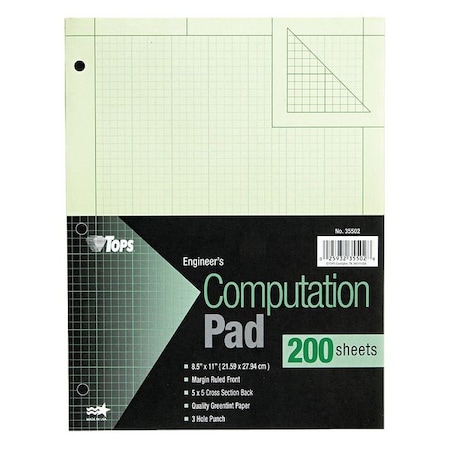 Tops 8.5" x 11" Engineering Computation Pad, 200 Pg TOP35502 | Zoro