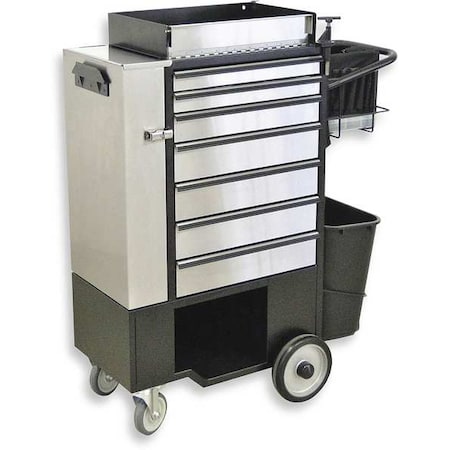 Flexcart FC-100 Tool Utility Cart, 7 Drawer, Black, Stainless Steel, 14 ...