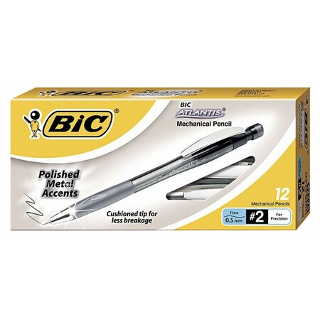 Bic Mechanical Pencil, 0.5mm, Gray, PK12 BICMPAFGM11 | Zoro