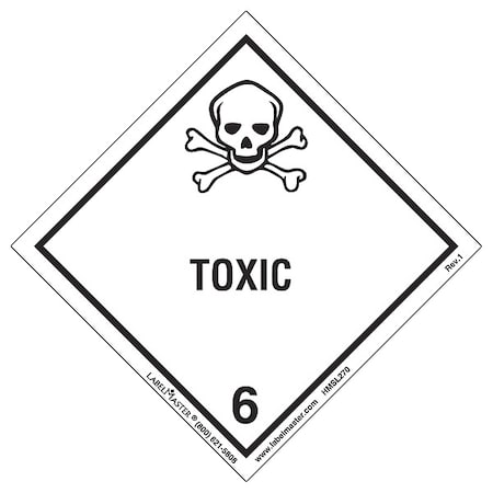 Labelmaster Toxic Label, 100mmx100mm, Polyprop, 500 HMSL270 | Zoro