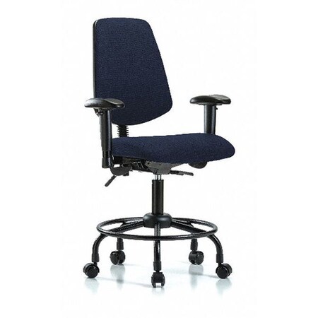 Blue Ridge Ergonomics Fab Med Bench Chair, Bk, RT, Cast, Navy, Fabric ...