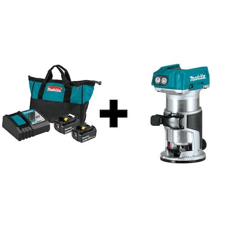 Makita Cordless Compact Router, 18V LXT Battery XTR01Z/BL1840BDC2 | Zoro