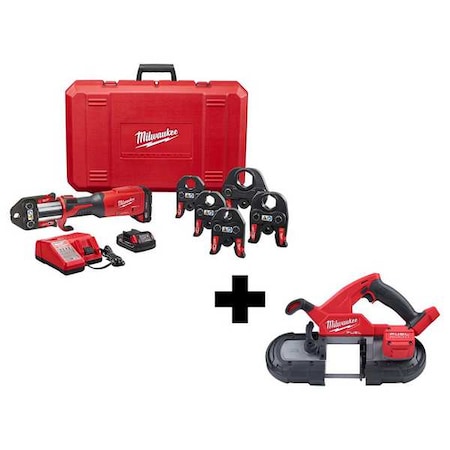 Milwaukee Tool Pressing Tool Kit, 18V, 14-3/16", 3-1/8" W 2922-22, 2829 ...