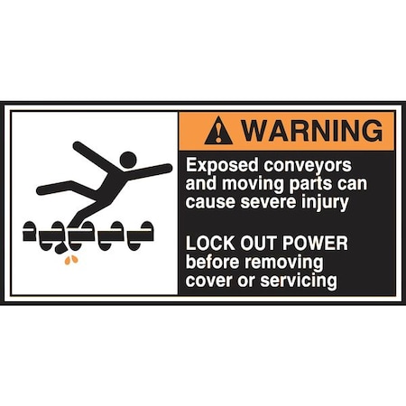 Accuform Label, CEMA, 2-1/2x5, Warning Exposed, PK5, LECN370 LECN370 | Zoro