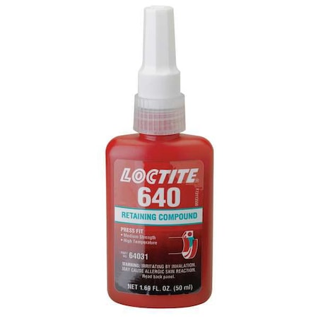 Loctite Retaining Compound, 640 Series, Green, Liquid, High Temperature ...