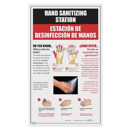 Best Sanitizers Bilingual Hand Sanitizing Poster LT10008 | Zoro