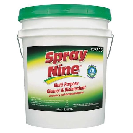 Spray Nine Cleaner and Disinfectant, 5 gal. Pail, citrus, Clear 26805 ...