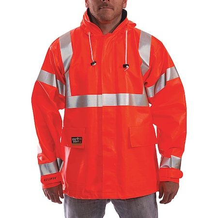 Tingley Arc Flash Flame Resistant Rain Jacket, PVC, Class 3 Orange, XL ...