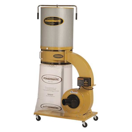 Powermatic Dust Collector, 1,064 CFM Max Flow, 1 3/4 hp, 1 Phase ...