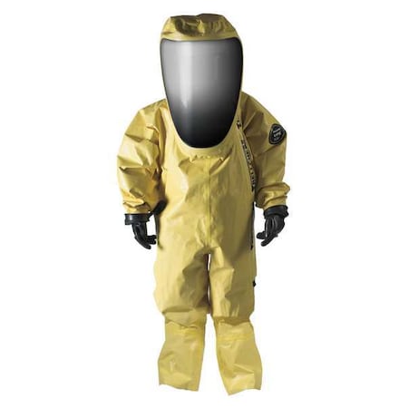 Ansell Encapsulated Suit, L, Yellow, Storm Flap, Zipper 66-804 | Zoro