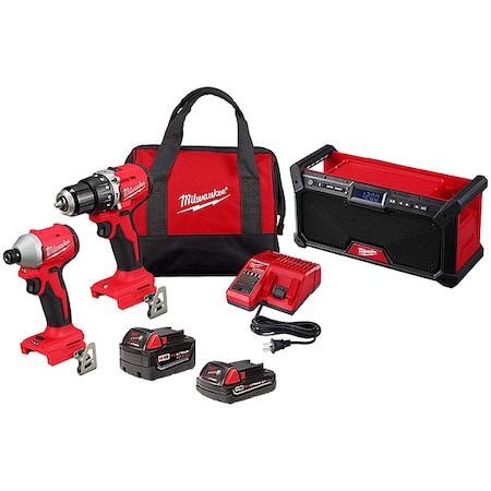 Milwaukee Tool M18 Bluetooth Jobsite Radio + M18 Compact Brushless 2 ...