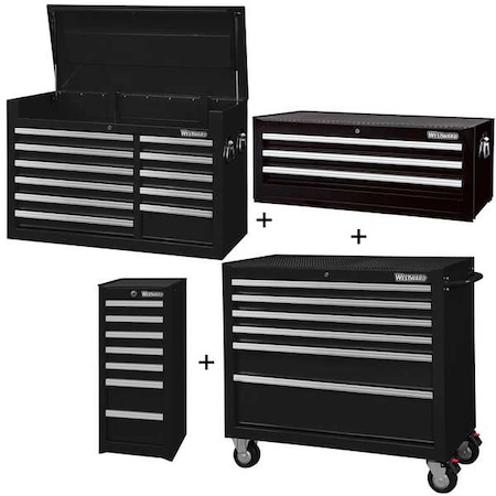 Westward WESTWARD Rolling Cabinet Kit, 27 Drawer, Black, Steel, 57-1/2 ...