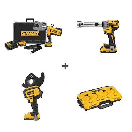 Dewalt Cordless Crimping Tool Kit, 20.0V, 6 tons DCE350M2/DCE155D1 ...