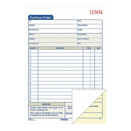 Adams Business Forms Purchase Order Sttmnt, 5-9/16" x 8-7/16" DC5831 | Zoro
