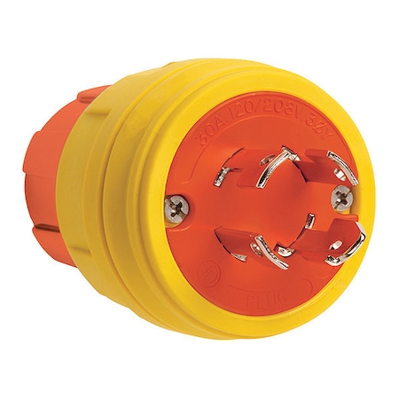 Zoro Select Locking Plug, Non-NEMA, 30 A, 120V AC, Three Phase, 4 Pole ...