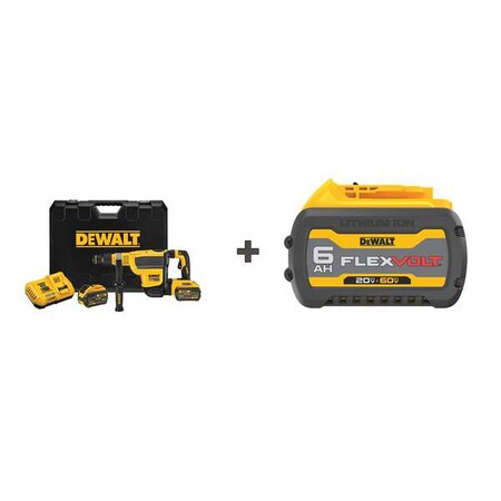 Dewalt Cordless Rotary Hammer Kit, 60V DCH614X2/DCB606 | Zoro