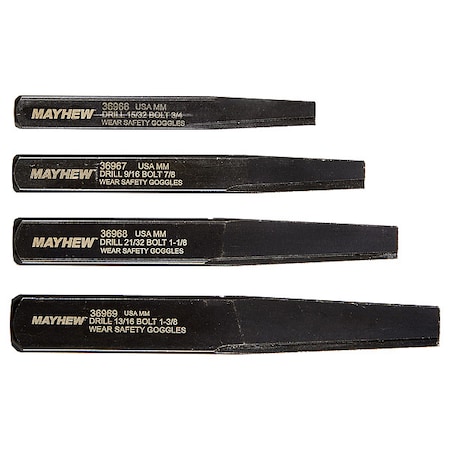 Mayhew Large Screw Extractor Set, 4 Pc 37331 | Zoro