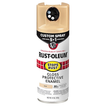 Rust-Oleum Rust Preventative Spray Paint, Sand, Gloss, Solvent, 12 Oz ...