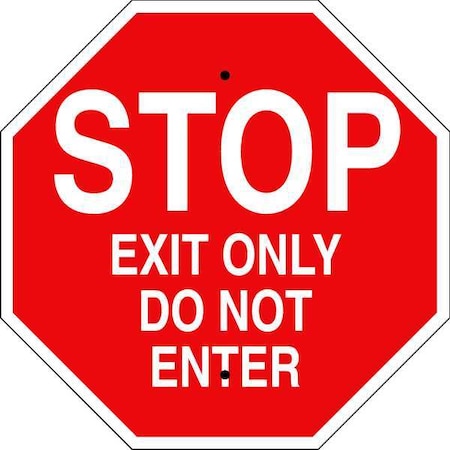Brady Stop Exit Only Sign, 18" Height, 18" Width, Aluminum, Octagon ...