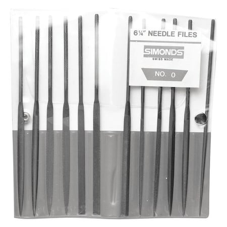 Simonds Needle File Set, 5-1/2in.L, Swiss, 12 pcs. 83522500 | Zoro