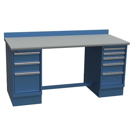 Lista Workbenches, Laminate, 72" W, 35-1/4" Height, 1000 lb., Pedestal ...