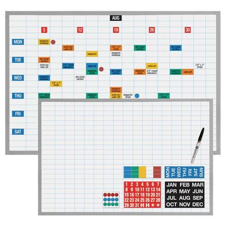 Magna Visual Planning Board, Steel, 48 in, 72 in, Aluminum Frame, White ...