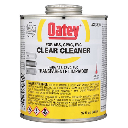 Oatey PVC Cleaner, Clear, 32 oz. 30805 | Zoro