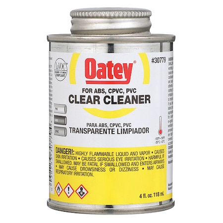 Oatey PVC Cleaner, Clear, 4 oz. 30779 | Zoro