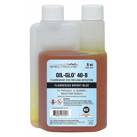 Spectroline Dye, Oil, Blue, 8oz. OIL-GLO 40-8 | Zoro