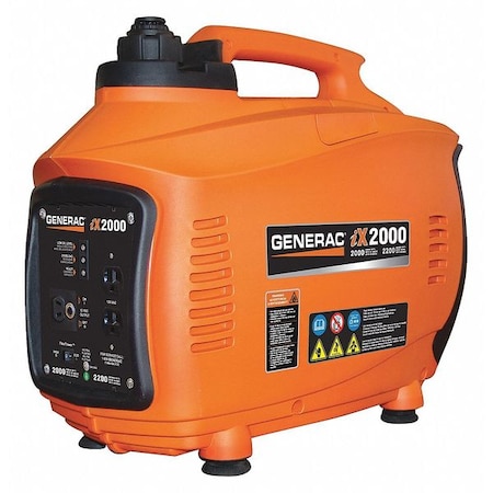 Generac Portable Inverter Generator, Gasoline, 2000 Rated, 2200 Surge ...