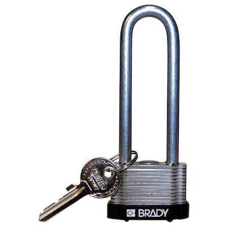 Brady Keyed Padlock, Extended, Rectangular Steel Body, Hardened Steel ...