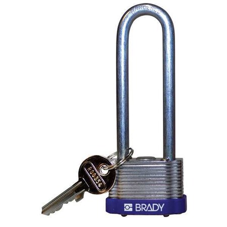 Brady Keyed Padlock, Extended, Rectangular Steel Body, Hardened Steel ...