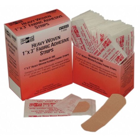 Pac-Kit Bandage, Beige, Fabric, Box, PK50 1-550G | Zoro