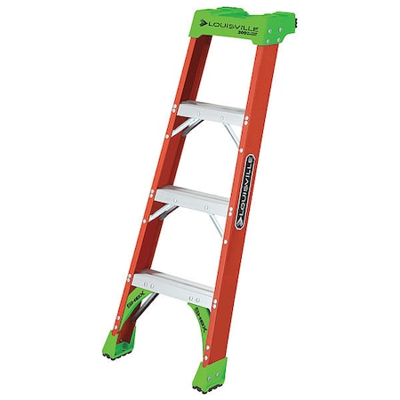Louisville 4 ft. Shelf Ladder, Fiberglass, 4 Steps, Natural Finish, 300 ...