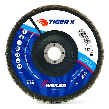 Weiler Flap Disc, 4-1/2 in. x 36 Grit, 13000 RPM 98900 | Zoro