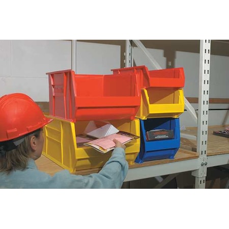 Akro-Mils Storage Bin, Plastic, 12 3/8 in W, 8 in H, 20 in L, Yellow ...