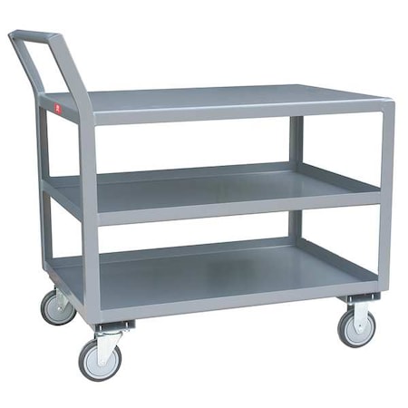 Jamco Low-Profile Utility Cart with Lipped & Flush Metal Shelves, Steel ...