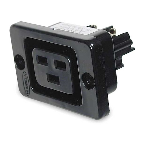 Hubbell H320R 20A Single Non-NEMA Receptacle 250VAC BK | Zoro.com