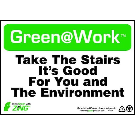 Zing Sign, Take the Stairs, 7X10", Plastic, 1003 1003 | Zoro