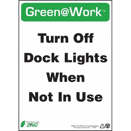 Zing Sign, Turn Off Dock Lights, 14X10, Plastic, 2044 2044 | Zoro