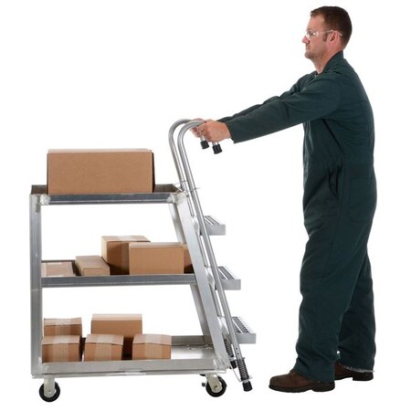 Zoro Select Aluminum Stock Picking Ladder Cart 1000 lb. Capacity, 40"L ...