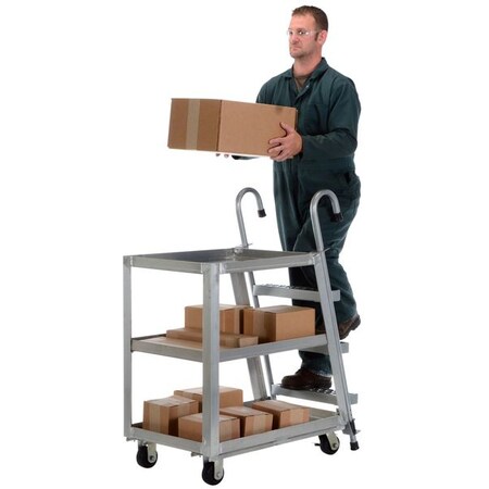 Zoro Select Aluminum Stock Picking Ladder Cart 1000 lb. Capacity, 40"L ...