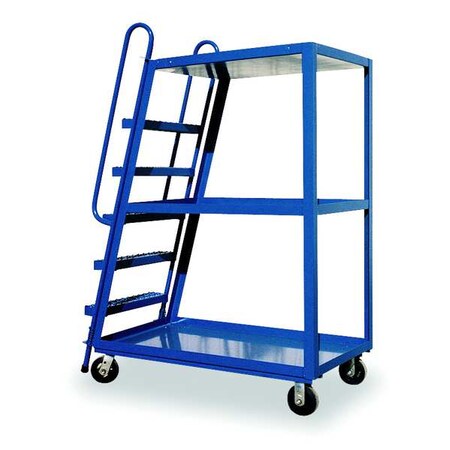 Zoro Select Steel Stock Picking Ladder Cart 1000 lb. Capacity, 56-1/8"L ...