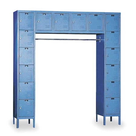 Hallowell Box Locker Unit with Coat Rod, 72 in W, 18 in D, 78 in H, (6 ...