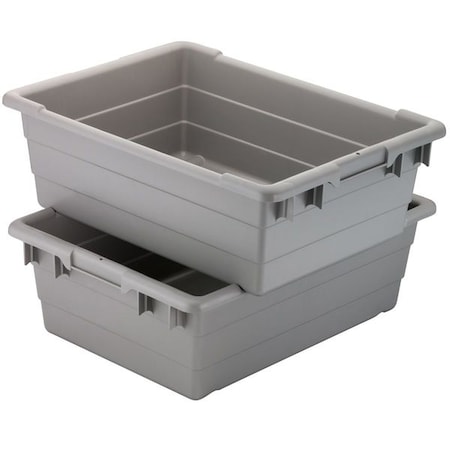 Akro-Mils Cross Stacking Container, Gray, Polyethylene, 23 3/4 in L, 17 ...