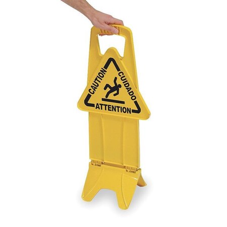 Rubbermaid Commercial Floor Safety Sign, Caution, Eng/Sp/Fr, 25 in H ...