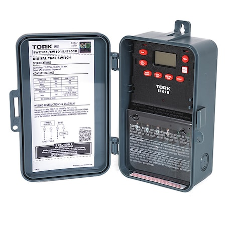 Tork Electronic Timer, 24 hr, SPST E101B | Zoro