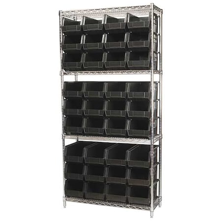 Akro-Mils Steel Wire Bin Shelving, 36 in W x 74 in H x 14 in D, 4 ...